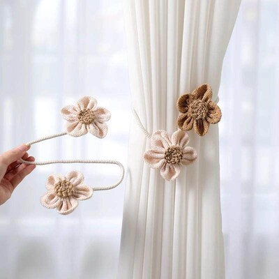 Japanese-style flower curtain ties, living room curtain deco