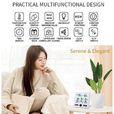 Digital Thermometer Hygrometer Wall Hanging LCD Temperature