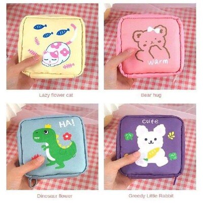 Women Kawaii Storage Bag Mini Cosmetic Bag Sanitary Napkins