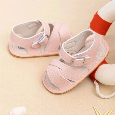 Meckior Newborn Baby Sandals Flats PU Leather Rubber Sole An