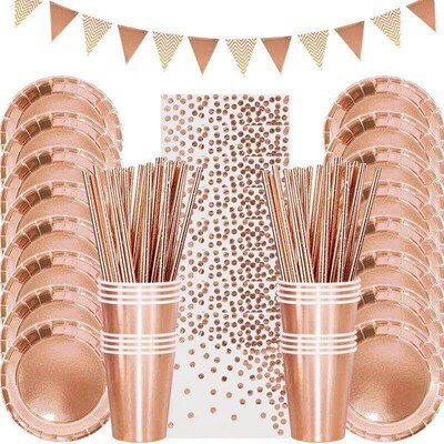 .Paper Cups Plates Napkin Wedding Birthday Party Decoration