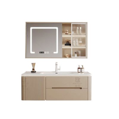 奶油风浴室柜洗手盆柜洗漱台洗脸盆一体陶瓷盆卫生间卫浴装