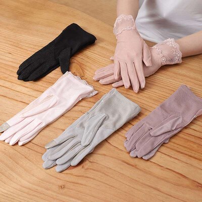 Womens Sunscreen Gloves Womens Summer Thin Riding Ice Silk