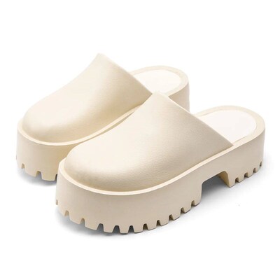 Womens Thick Sole Heightening Mules, Solid Color EVA