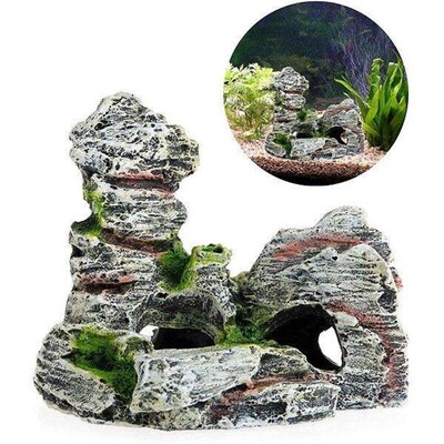 Artificial Moss Hiding Cave Mountain View Underwater Fish