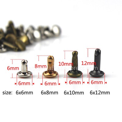 100sets 6mm 8mm Metal Double Cap Rivets Studs Round Rivet fo