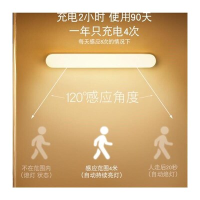 Motion Sensor LED Night Light USB Rechargeable Lamp感应灯