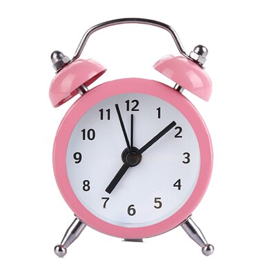 Mini Alarm Clock Electronic Round Number Double Bell Desk Ta