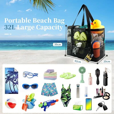 Large-Capacity Mesh Beach Bag Swimming Bag For Children Beac