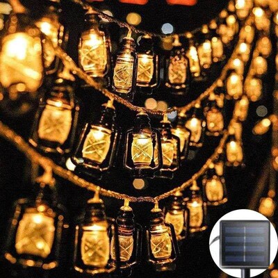 LED Solar Lamp String Kerosene Bottle Retro Light String Chr