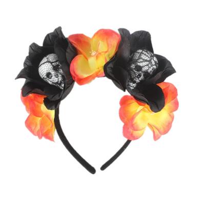 Halloween Horror Skull Lace Headband Artificial Flower wreat
