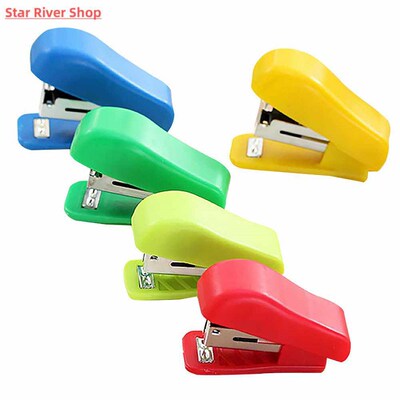 Random Color Stapler Solid Office Stationery Cute Mini Witho
