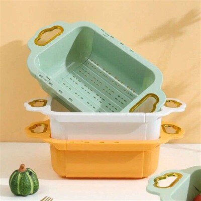 Retractable Kitchen Sink Basket Rectangle Plastic Drainage