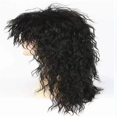 Punk Wig Long Curly Hair Mens Rock Fluffy Long Hair Hallowe