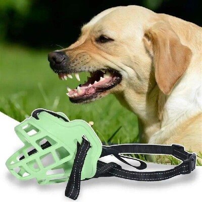 Fluorescent Dog Muzzle Pet Dog Adjustable Anti-Biting