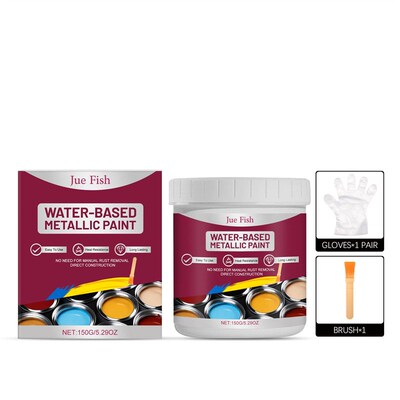 JUEFISH Black Water-based Metallic Paint, Anti-corrosion Coa