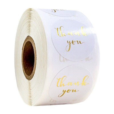 500pcs Round Labels Kraft Paper Thank You Sticker Dragees Ca