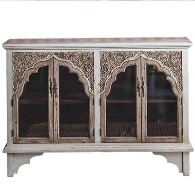 Vintage Distessed Glass Cabinet Wedding Decoration Sideboard