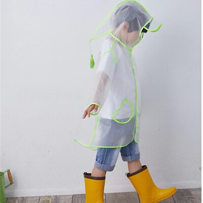 Kids Raincoat Waterproof Rain Poncho Clear Transparent Child