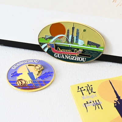 12xx 金属冰箱贴磁贴个性创意文创广州塔冰箱贴滑动磁吸冰箱贴