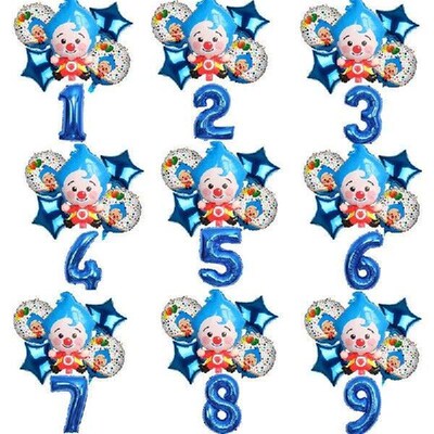 5/6pcs Cartoon Clown Plim Plip Foil Balloons 3 4 5 6 7