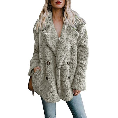 Jocoo Jolee Women Faux Fur Coat Warm Autumn Winter Teddy Fem