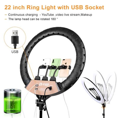 22inch Photo Rings Light With 2M Tripd 3200-6500K Color Temp
