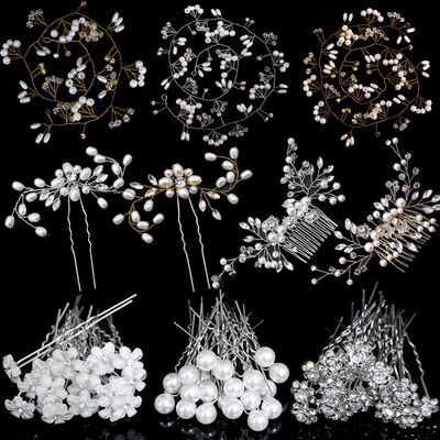 Crystal Pearl hairpin Hair Vine Tiaras Head piece Hair Comb