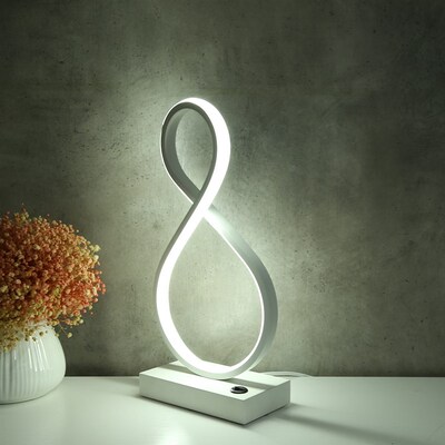Modern LED Spiral Table Lamp 8 Shaped Desk Bedside 18w Acryl