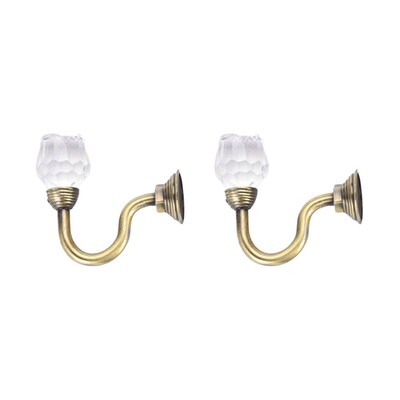 2pcs European Style Curtain Hooks Metal Crystal Glass Curtai