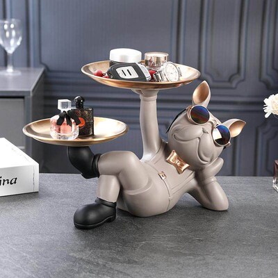 Bulldog Animal Figurines Cool Dog Statue Sculpture Living  S