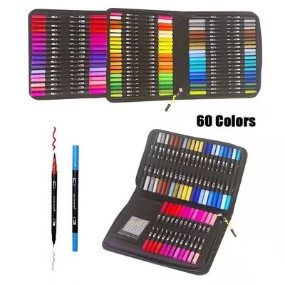 Watercolor Art Markers Brush Pen Dual Tip Fineliner Drawing