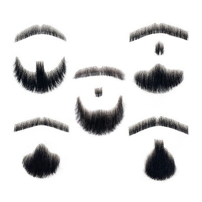 Mens Fake Beard Makeup Props Beard Hand-woven Human Hair Be
