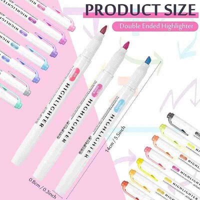 25 Colors Cute Double Head Highlighter Pen Art Marker Japane