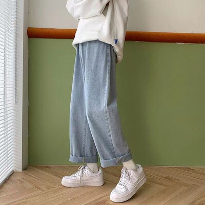 High Waist GreyBlack Jeans Loose for MenWomen SpringAutumn S