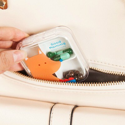 4 Slots Transparent Cute Cartoon Mini Storage Medicine Pill