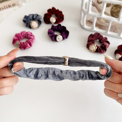 Advanced Velvet Hair Ring Rhinestone Rope Temperament Large