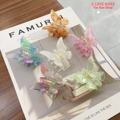 Acetate Hair Claw Sweet Fairy Butterfly Hairpin Clip Gradien