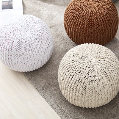 美拉德色系秋冬全手工编织坐墩卧室客厅可拆圆墩坐垫沙发蒲团圆墩