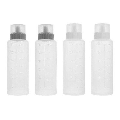 4 Pcs 350ml Transparent Squeeze Sauce Bottle 5 Row Holes