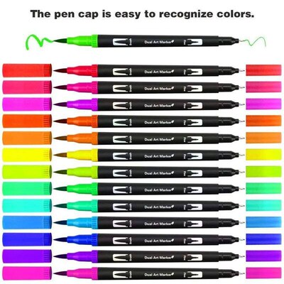 Dual Tip Marker Pen 12/24/36/48/60 Watercolor Brush Pen Lett