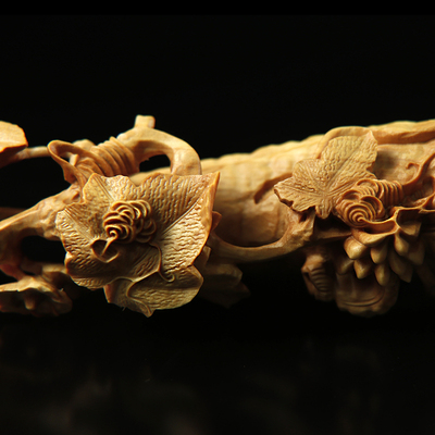 黄杨实木雕刻工艺术品中式家居装饰品摆件情人节创意礼物丝瓜情意