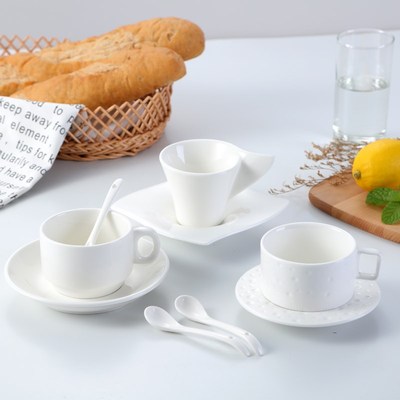 酒店欧式美式陶瓷咖啡杯白瓷咖啡杯白色陶瓷杯有耳咖啡杯咖啡杯碟
