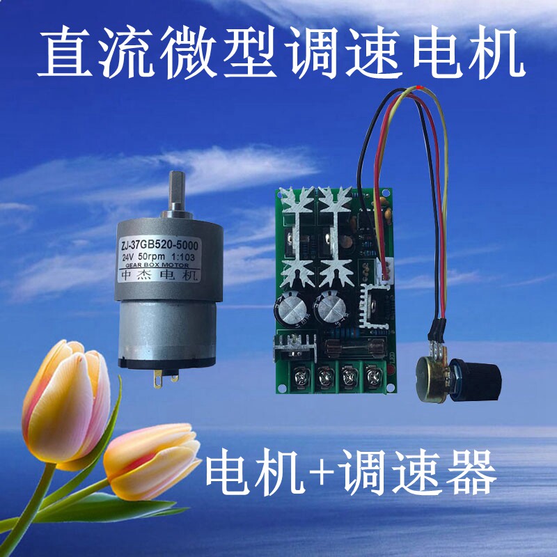 37GB520微型直流减速电机12V24V低速正反转小马达 慢速可调速电机