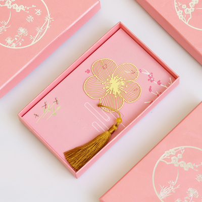 驿路梅花颜值黄铜书签金属杜鹃花定制刻字梅花精密涉外事礼品