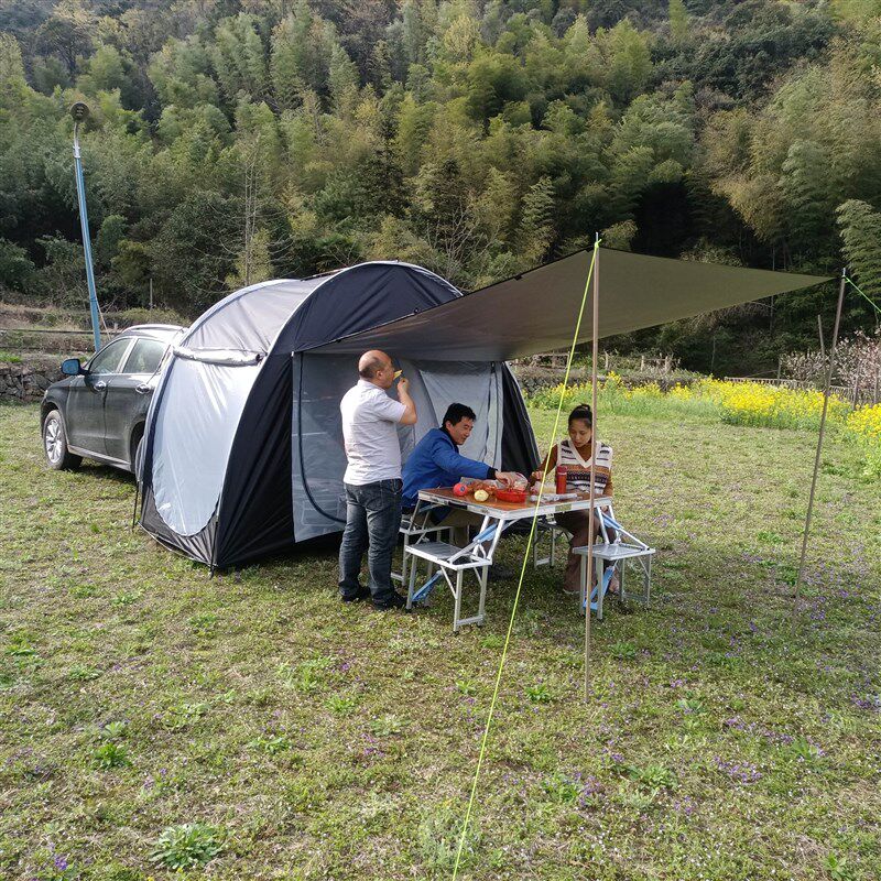 带网纱延伸天幕汽车车尾延伸帐篷多人防雨遮阳后备箱帐篷车尾帐篷