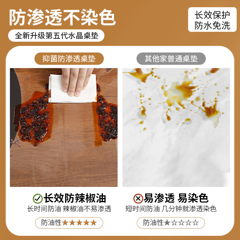 新中式透明桌垫pvc软玻璃免洗防水防油中国风餐桌垫茶几台布垫子