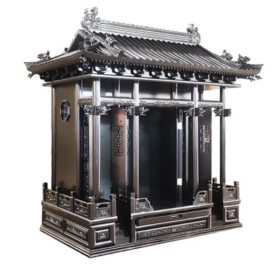 仿清宫殿屋顶神楼神龛佛龛佛柜带门香樟木实木屋檐房顶家用仙龛