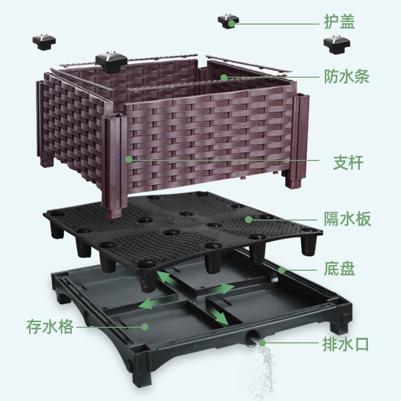 种植箱种菜神器家庭阳台楼顶种菜专用盆专用箱长方形花箱塑料花盆