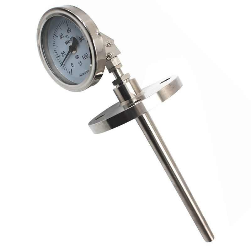 WSS-571 双金属温度计 10*350mm 0~150 表盘150 法兰连接dn25
